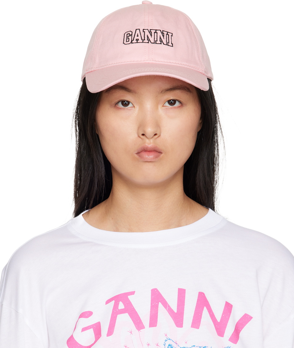 GANNI Pink Embroidered Cap GANNI