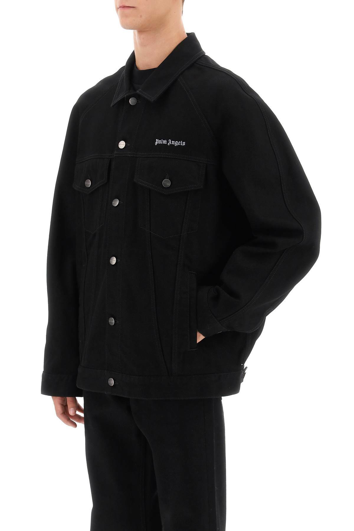Palm Angels Denim Jacket With Logo Embroidery Palm Angels