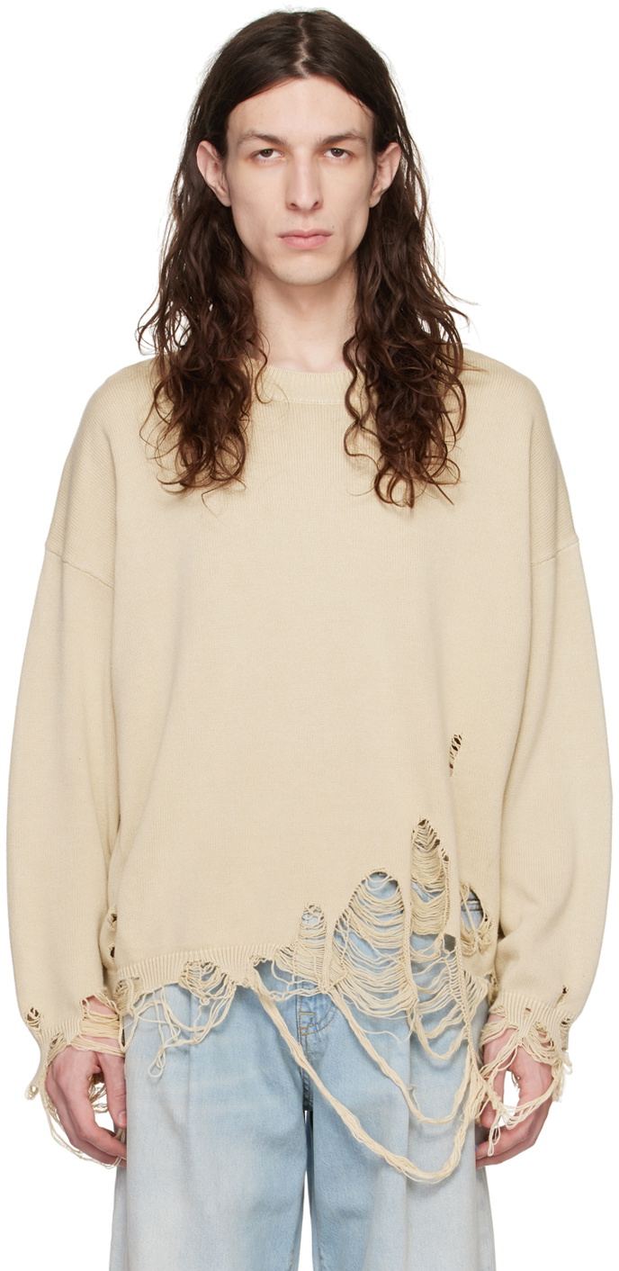 R13 Khaki Destroyed Sweater R13