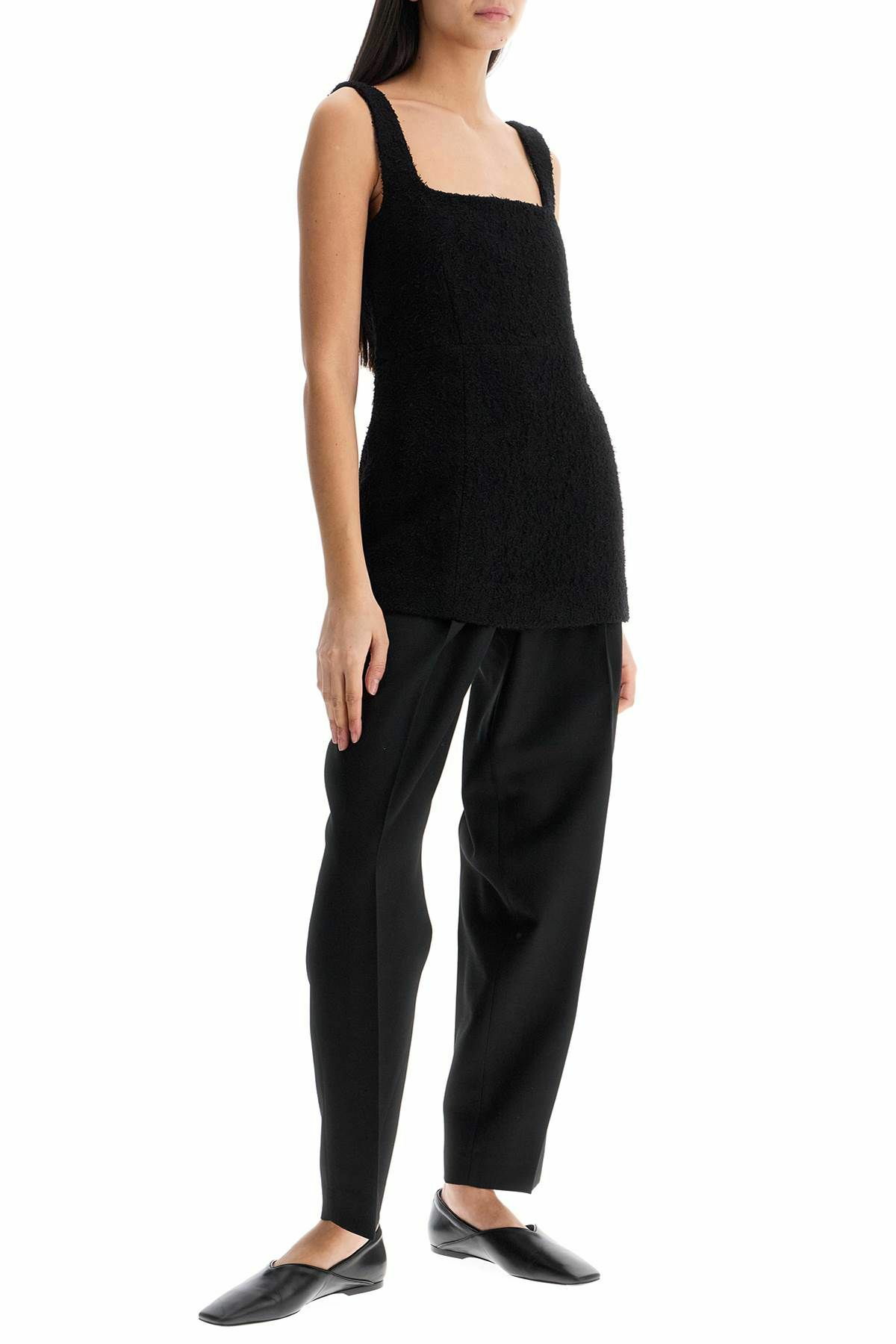 TOTEME black boucle top without sleeves square neck Black Toteme