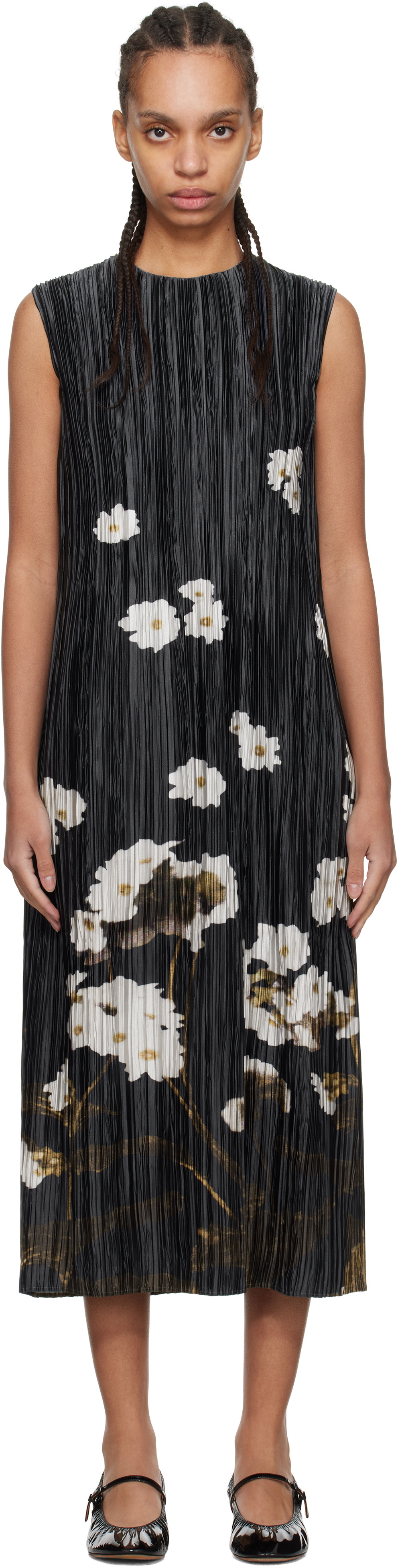 Erdem Black Pleated Sleeveless Midi Dress Erdem