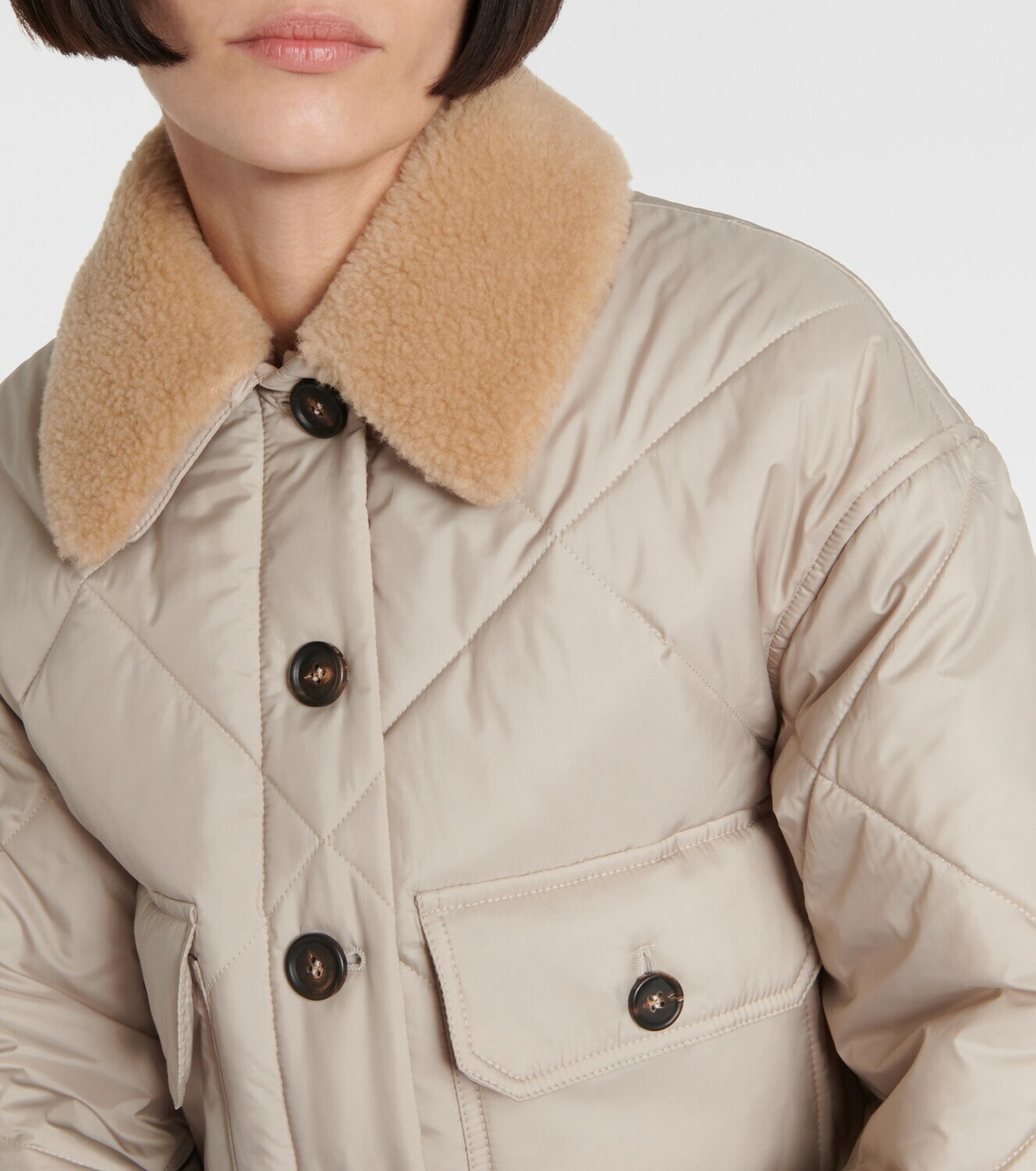 Brunello Cucinelli Shearling-trimmed quilted jacket Brunello Cucinelli