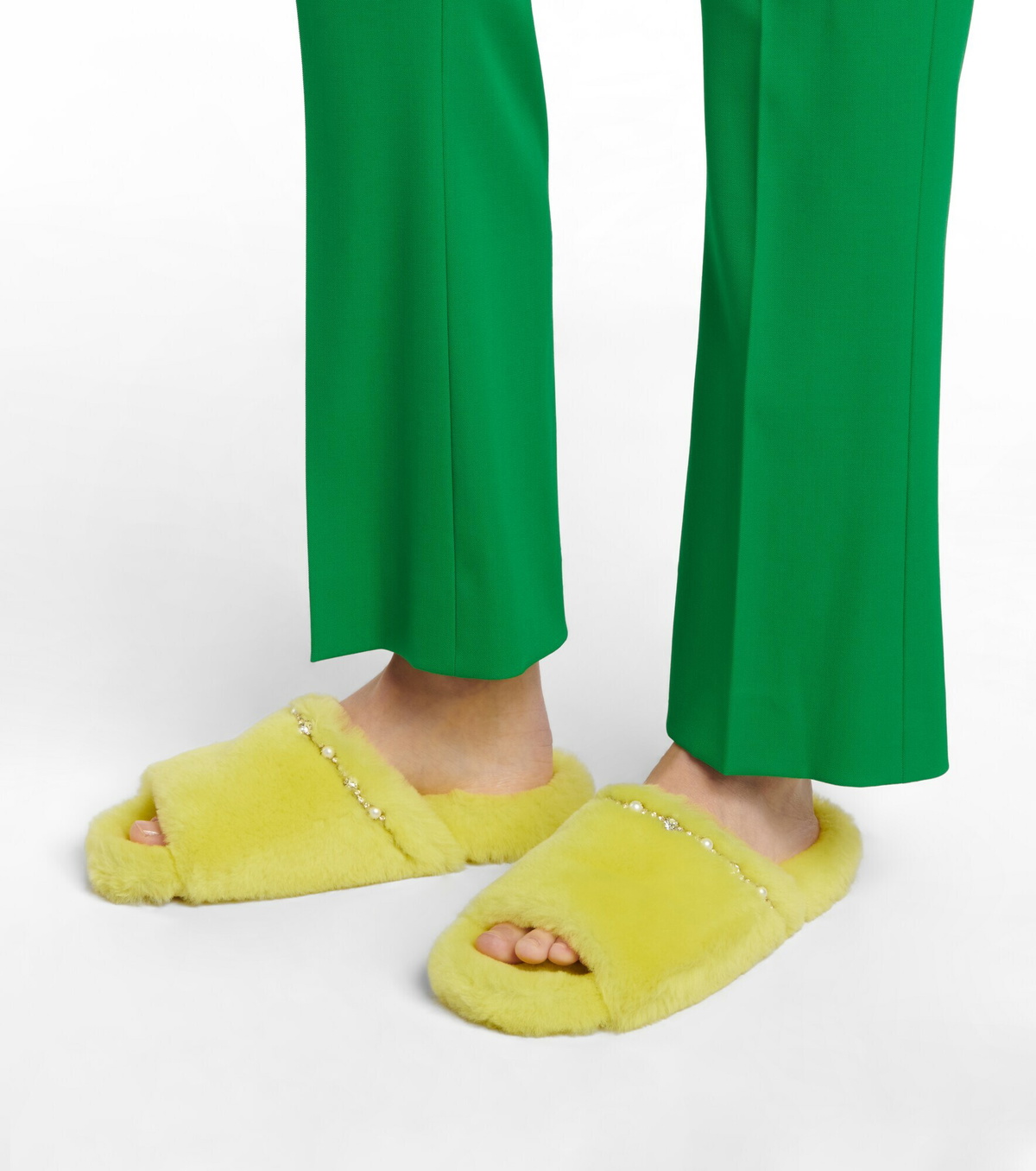 Jimmy Choo - Acinda embellished shearling slides Jimmy Choo