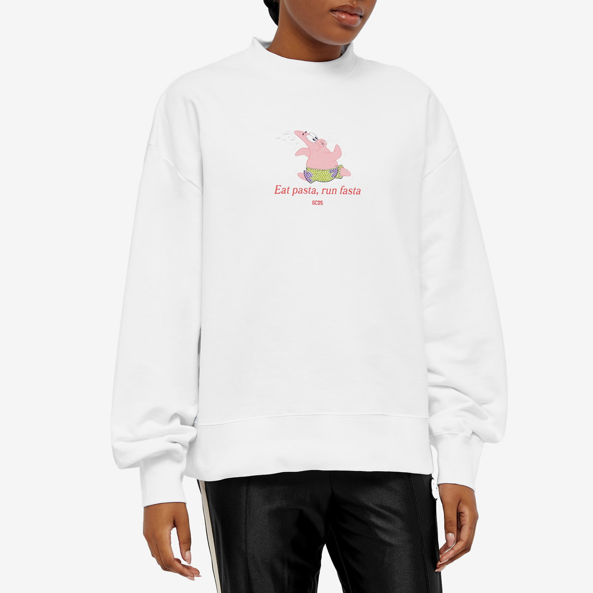 GCDS Women's x Spongebob Patrick Eat Pasta Crew Neck Sweat in White GCDS