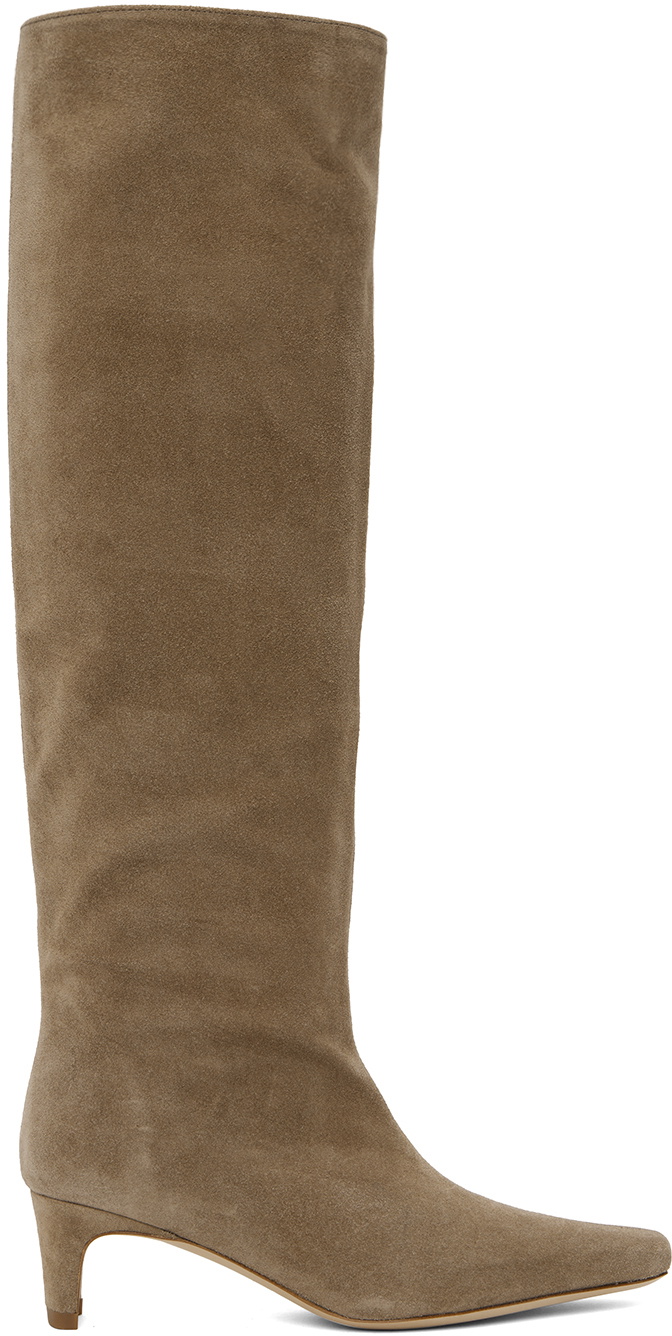 Staud Taupe Wally Suede Tall Boots Staud
