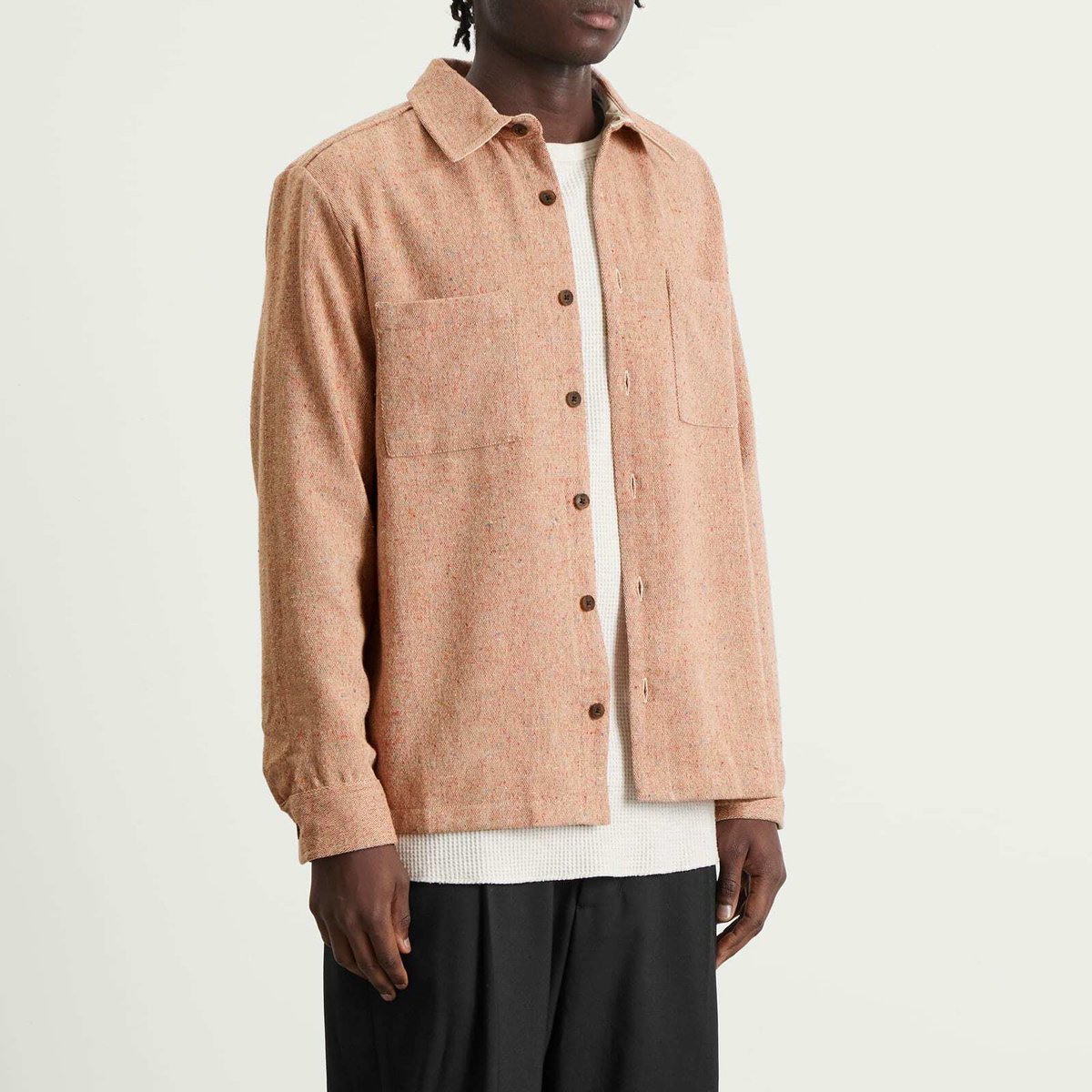 Wax London Men's Whiting Wool Fleck Overshirt in Rust/Multi Wax London