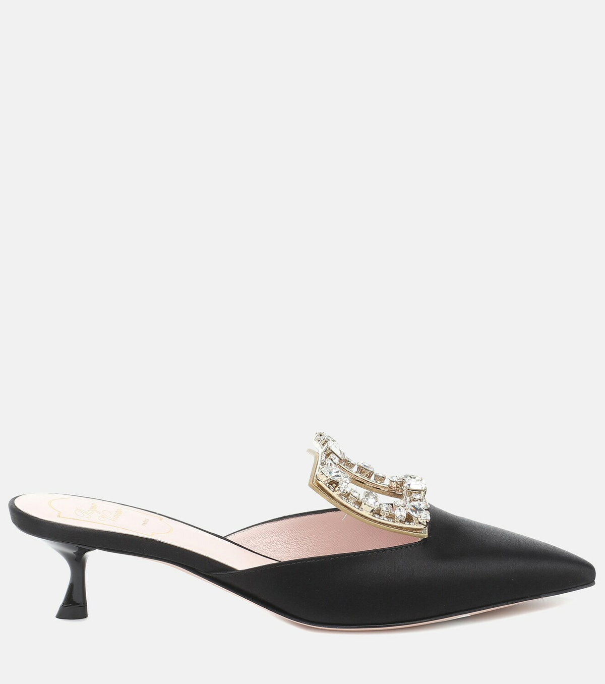 Roger Vivier RV Broche embellished satin mules Roger Vivier