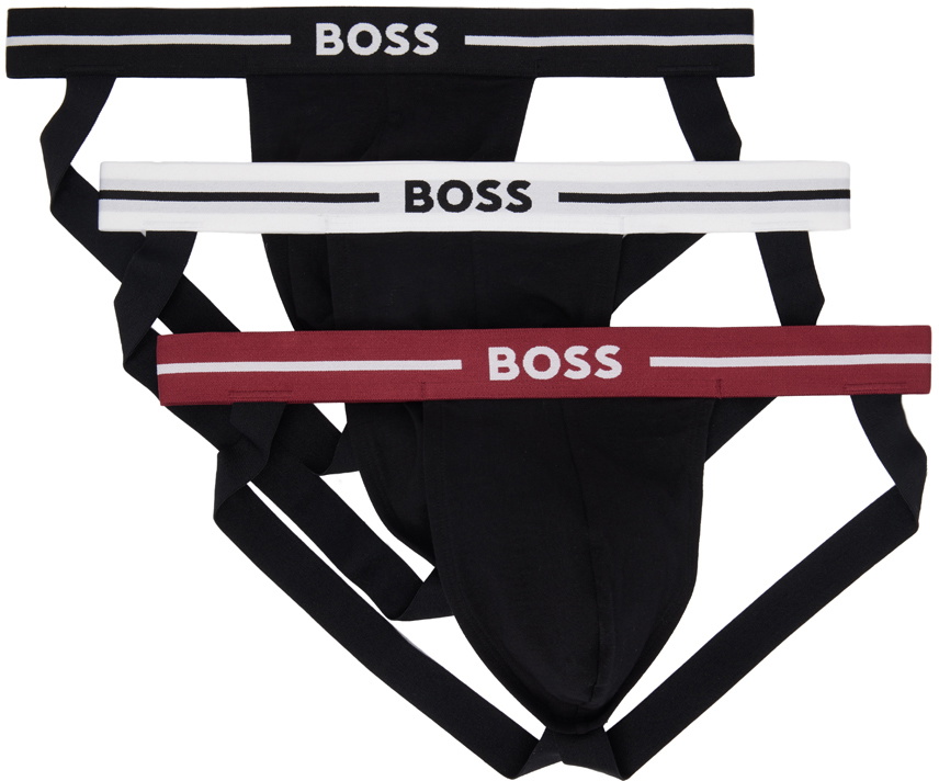BOSS Three-Pack Jacquard Logo Jock Straps BOSS