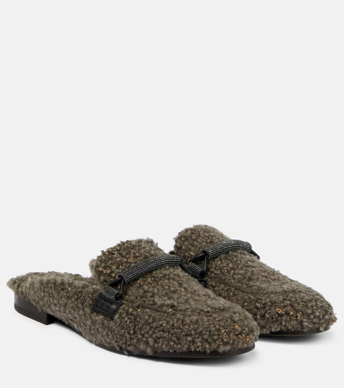 Brunello Cucinelli Embellished shearling slippers Brunello Cucinelli