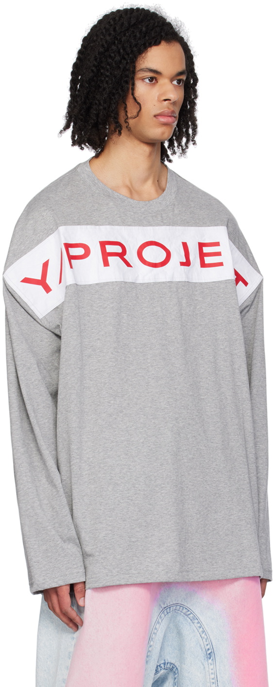 Y/Project Gray Draped Long Sleeve T-Shirt Y/Project