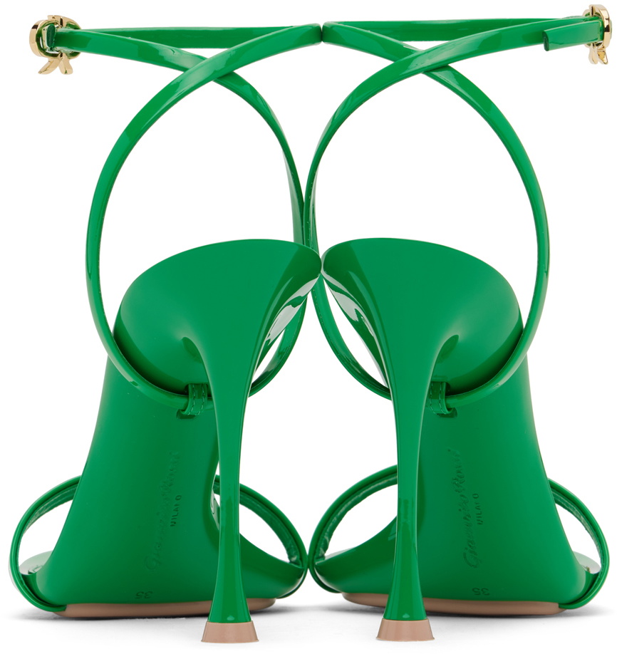 Gianvito Rossi Green Spice Ribbon Heeled Sandals Gianvito Rossi