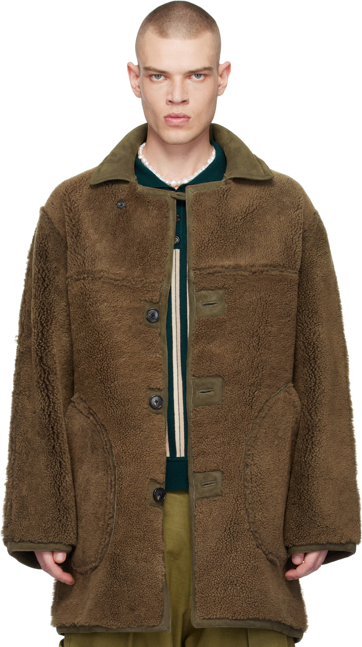 Bode Brown Ranch Reversible Shearling Coat Bode