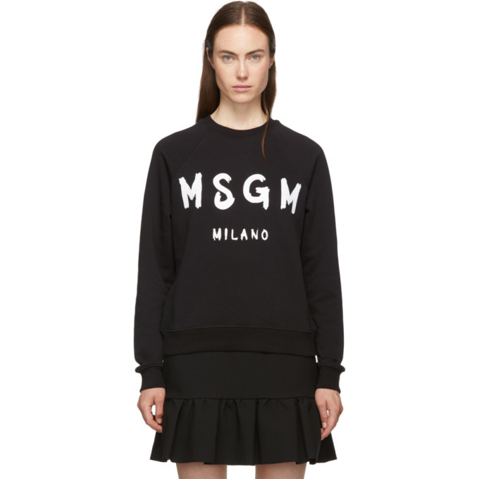 MSGM Black Paint Brushed Logo Sweatshirt MSGM