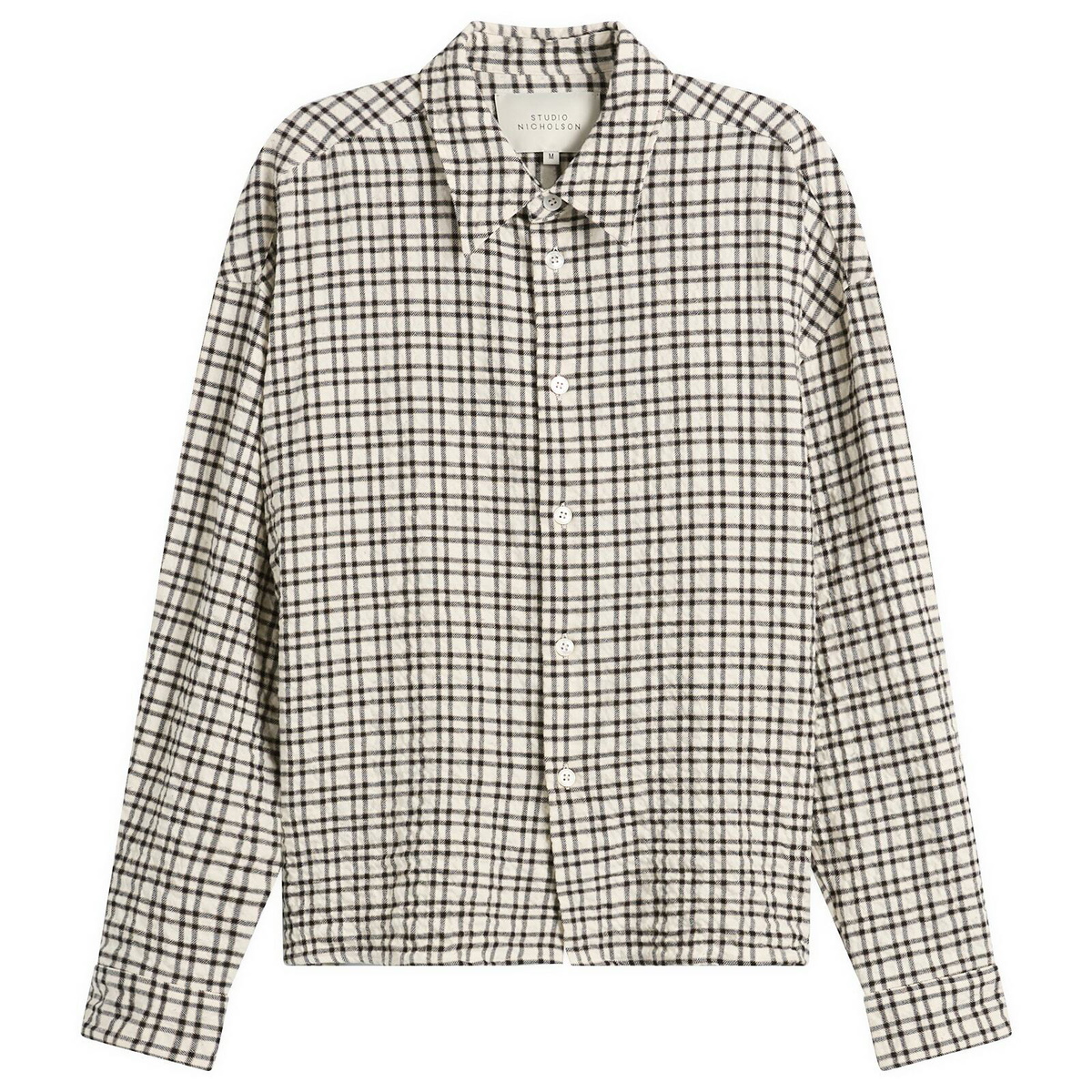 Studio Nicholson Men's Nostra Cotton Check Shirt in Canvas/Black Check ...