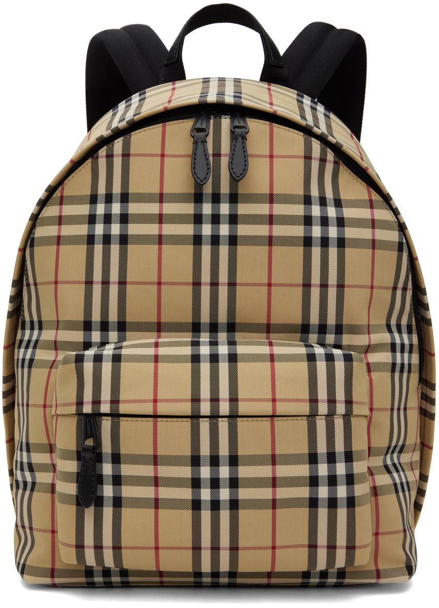 Burberry Beige Check Backpack Burberry