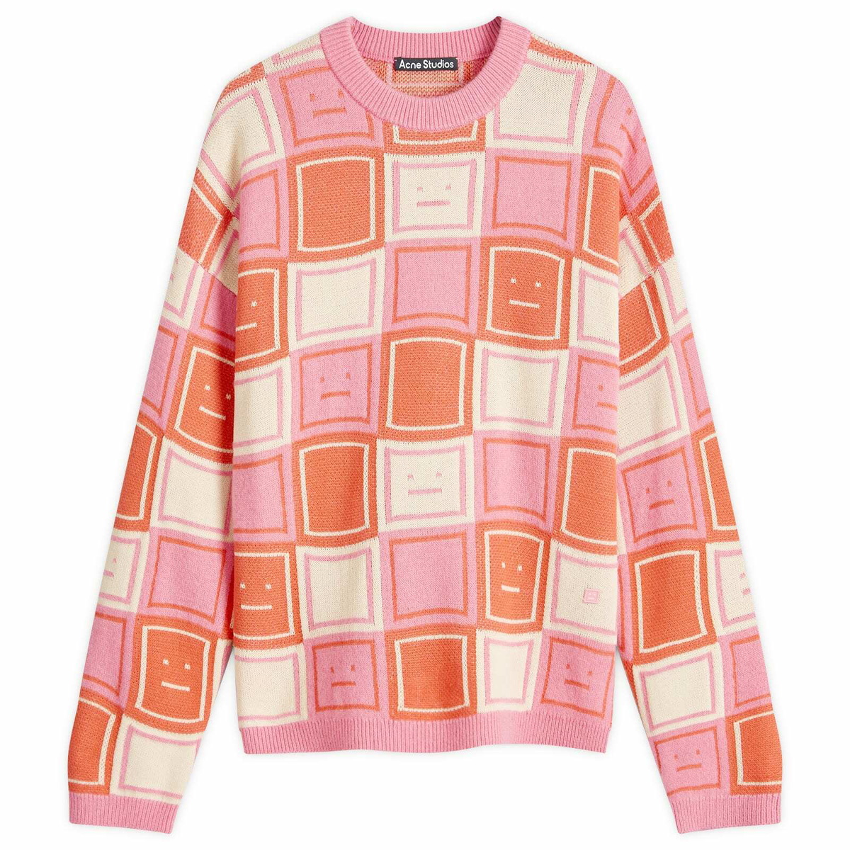 Acne Studios Men's Klock 3 Tones Face Jumper in Rusty Orange/Tango Pink ...