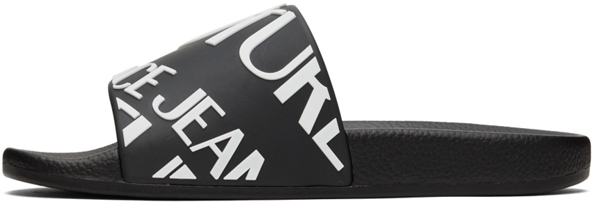 Versace Jeans Couture Black Logo Slides Versace