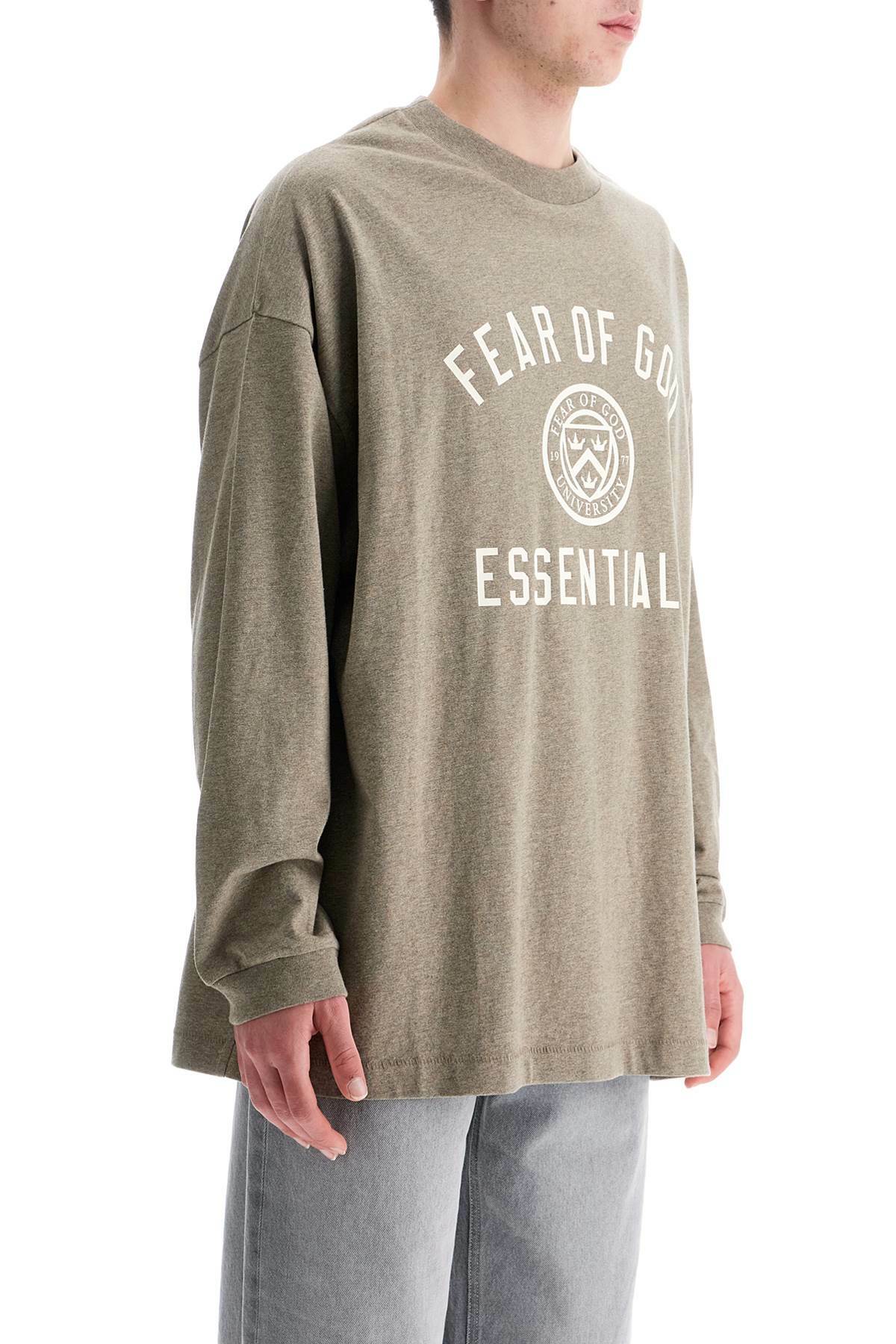 FEAR OF GOD ESSENTIALS heather gray t-shirt in cotton with printed logo ...