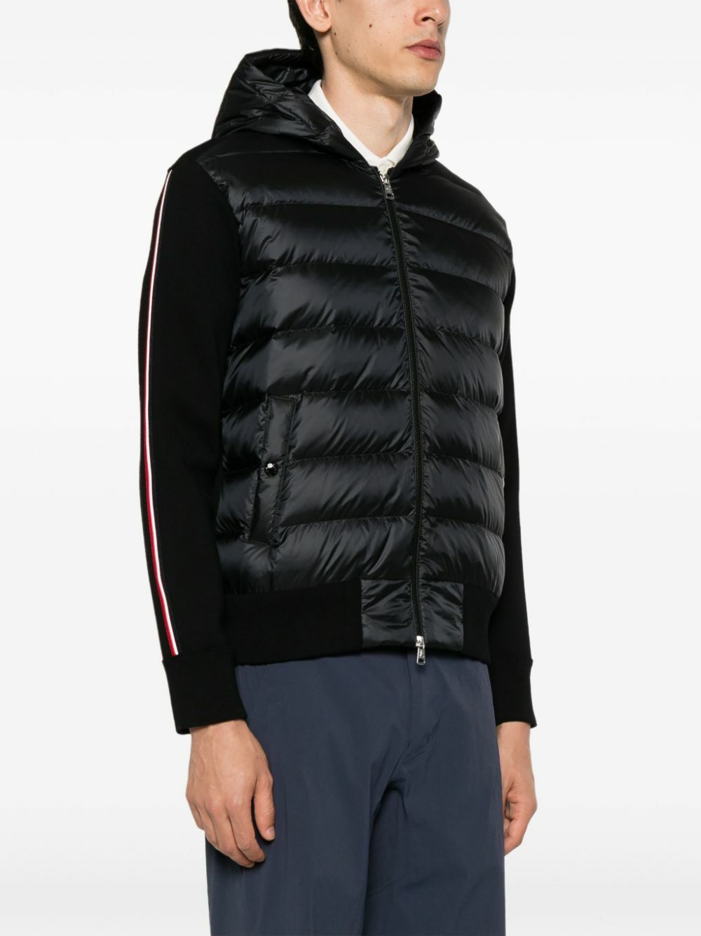 Moncler Black Quilted-Panel Wool Jacket Moncler