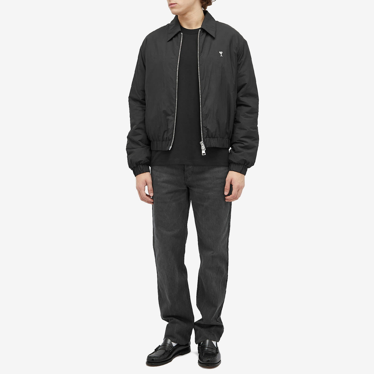 AMI Paris Men's Zipped Bomber Jacket in Black AMI