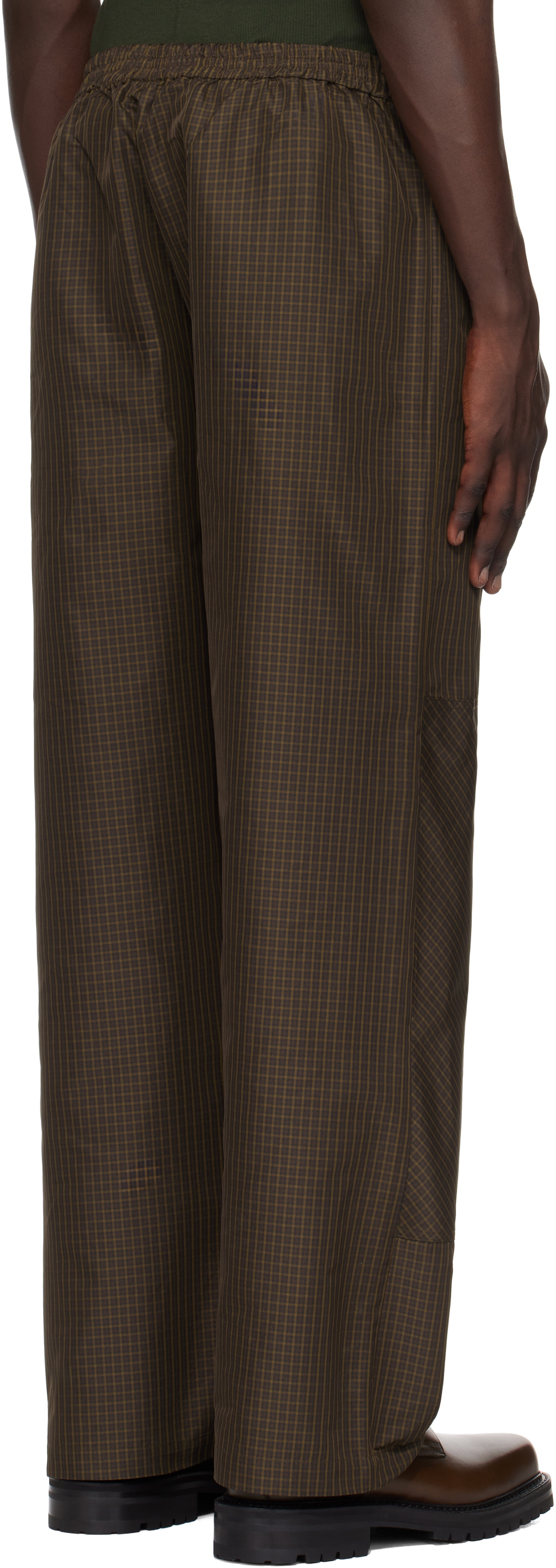 Umbro Brown Mini Check Double Knee Trousers Umbro