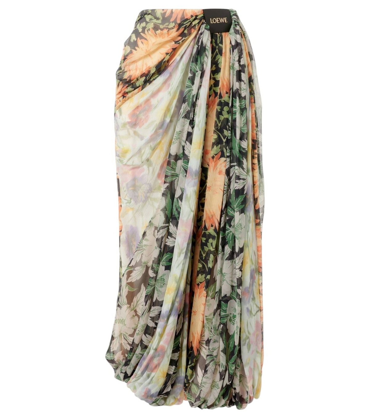 Loewe Floral draped silk crépon wide-leg pants Loewe