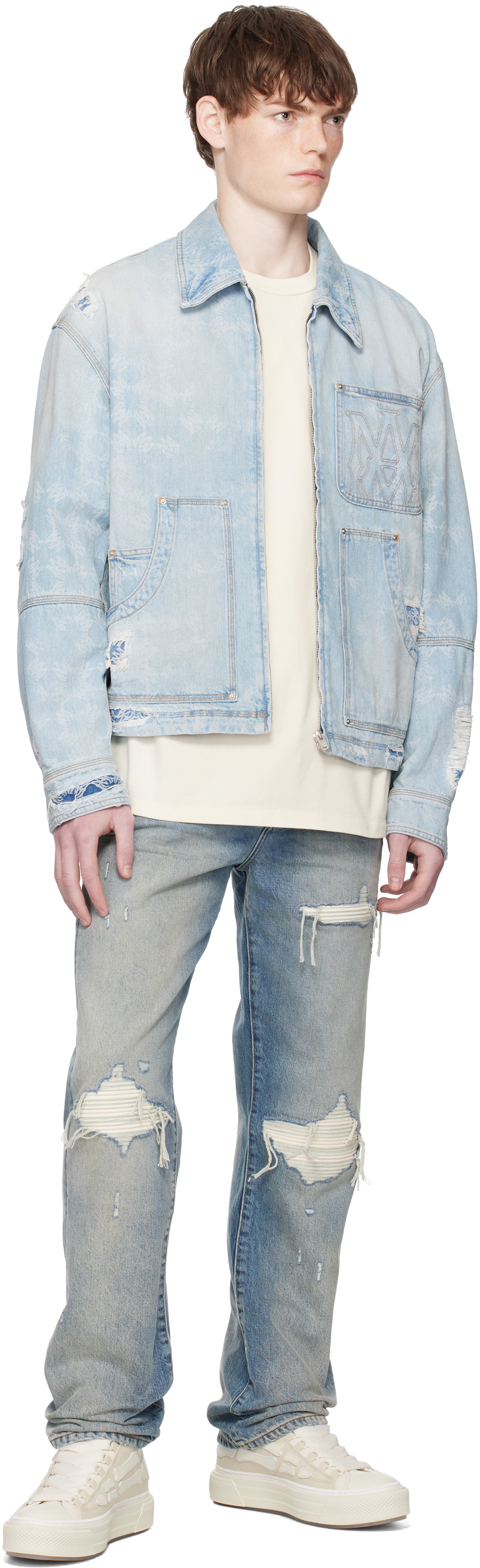 AMIRI Blue Repair Work Denim Jacket Amiri