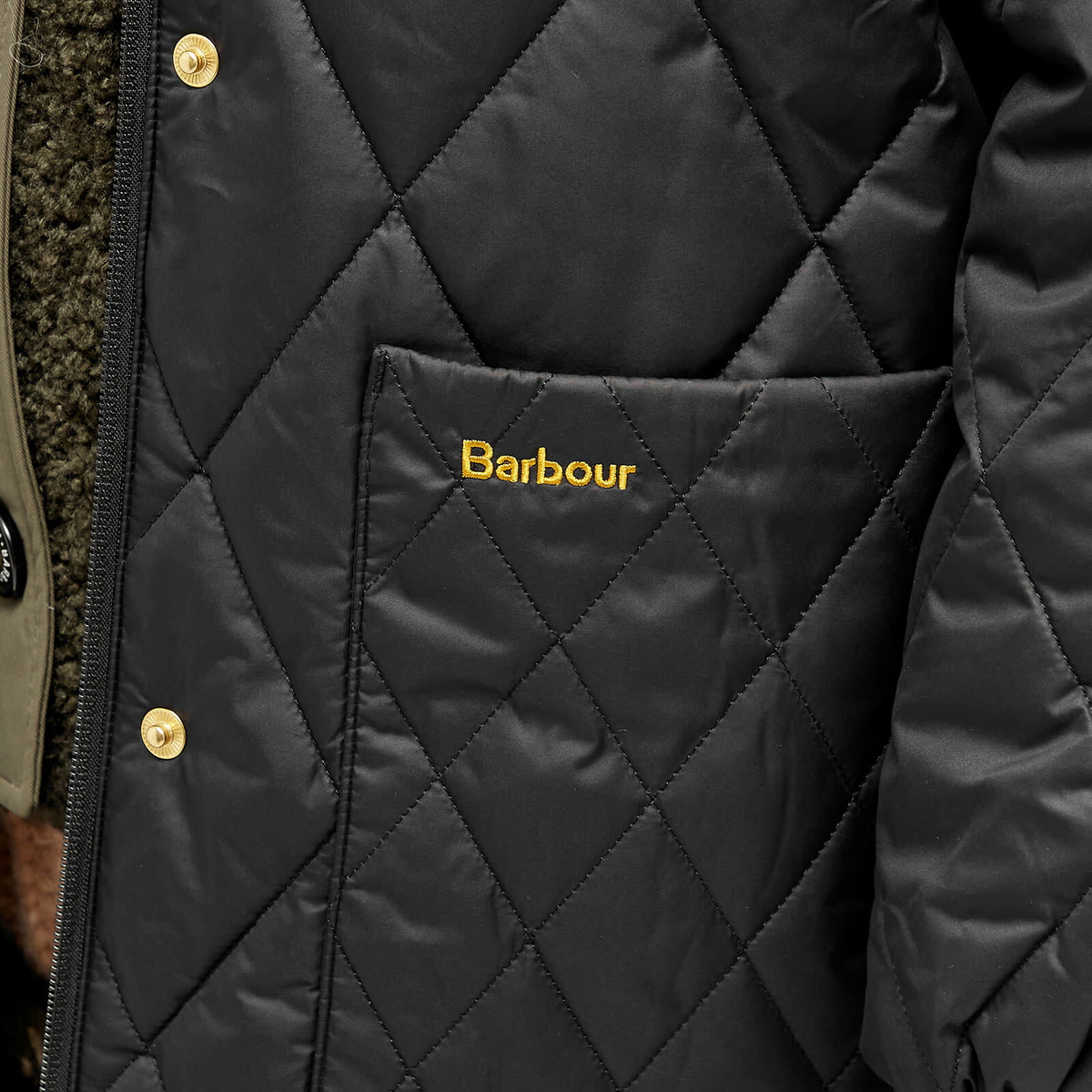 Barbour Women's Marsett Longline Quilt Coat in Black/Sage Tartan Barbour