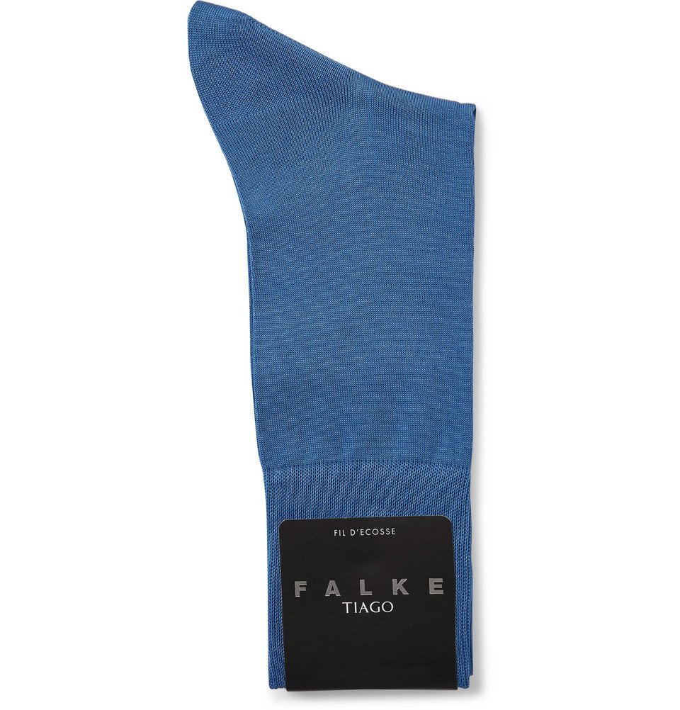 Falke - Tiago Stretch Cotton-Blend Socks - Blue FALKE Ergonomic Sport ...