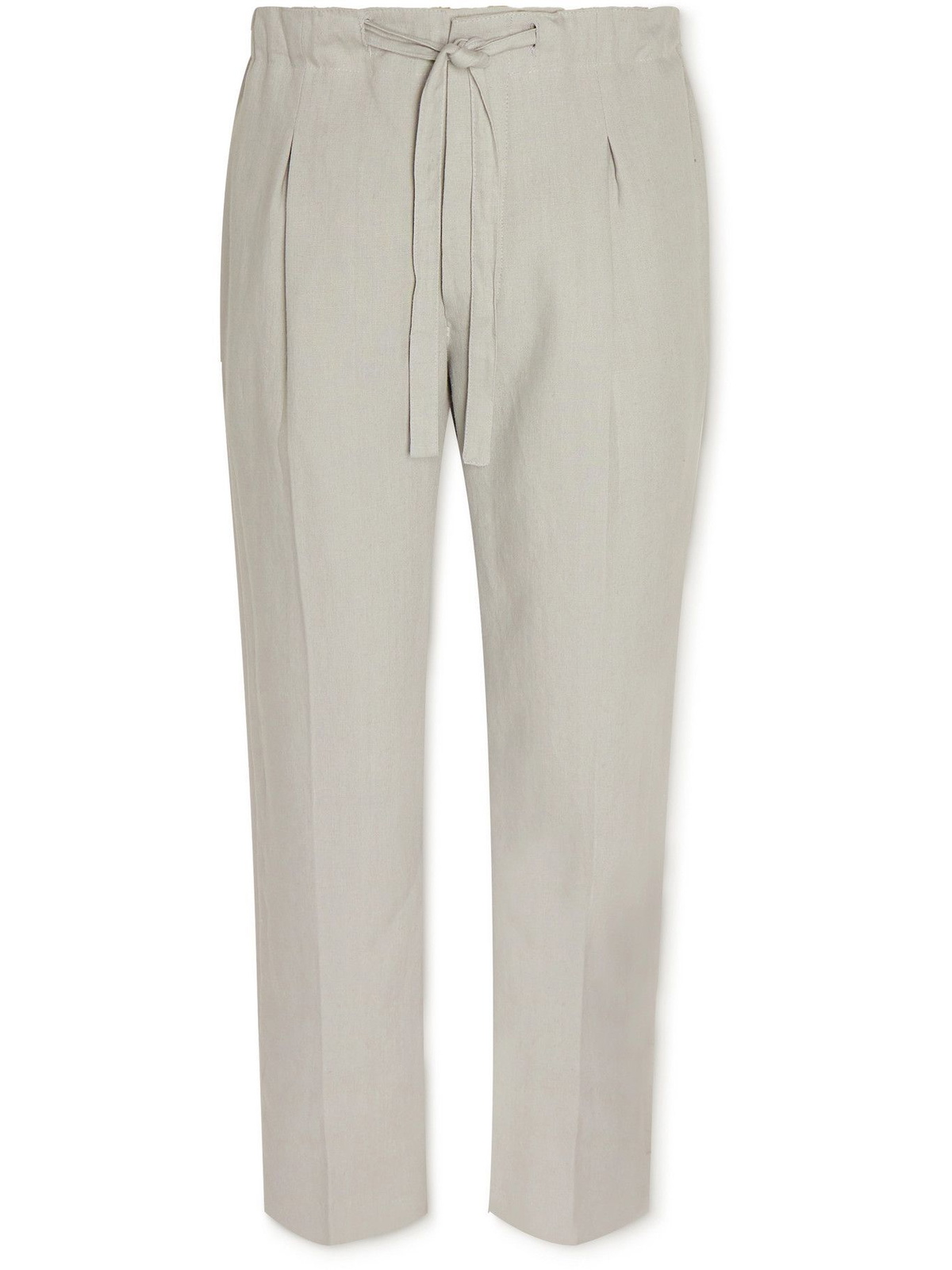 Stòffa - Pleated Linen-Canvas Drawstring Suit Trousers - Neutrals STÒFFA