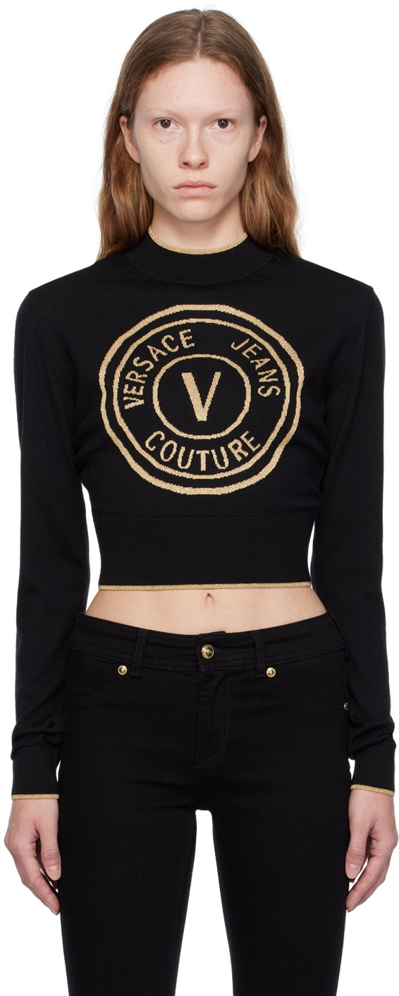 Versace Jeans Couture Black V-Emblem Sweater Versace