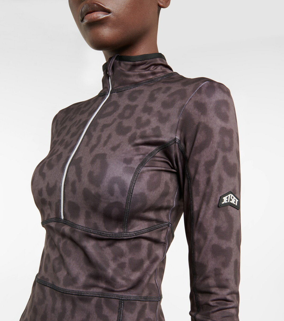 Jet Set Leopard-print mockneck ski top Jet Set