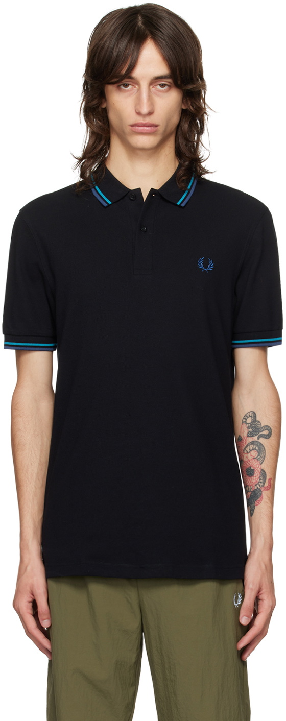 Fred Perry Black 'The Twin Tipped Fred Perry' Polo Fred Perry