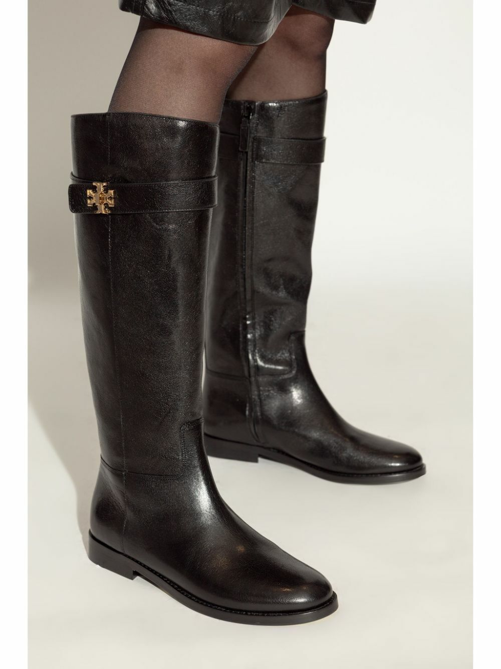 TORY BURCH - T-lock Leather Riding Boots Tory Burch