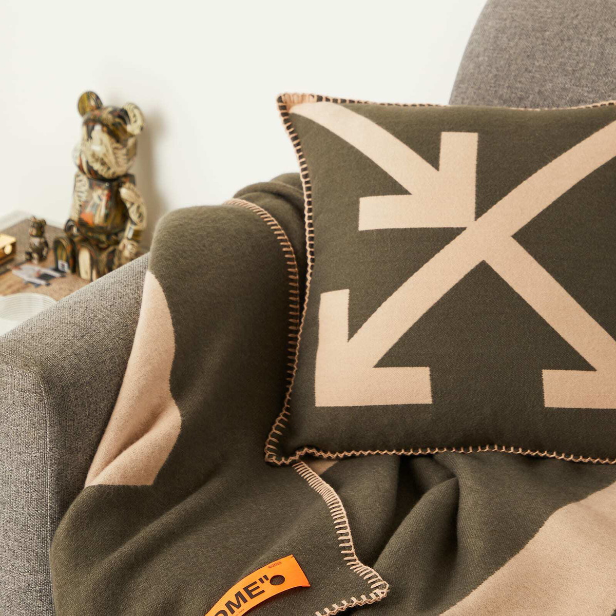 Off-White Arrow Logo Blanket in Powder Off-White