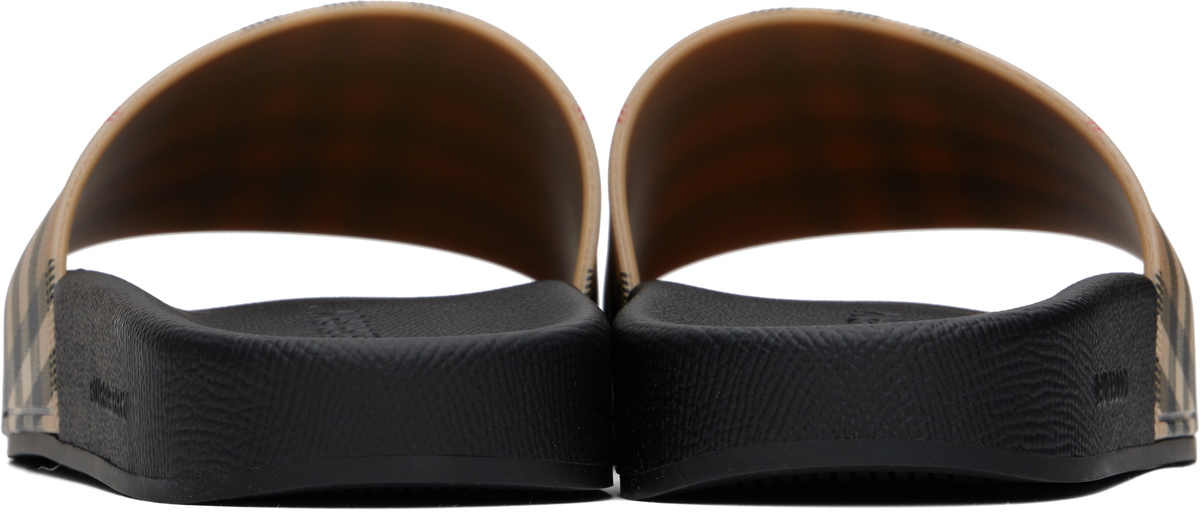 Burberry Beige Check Pool Slides Burberry