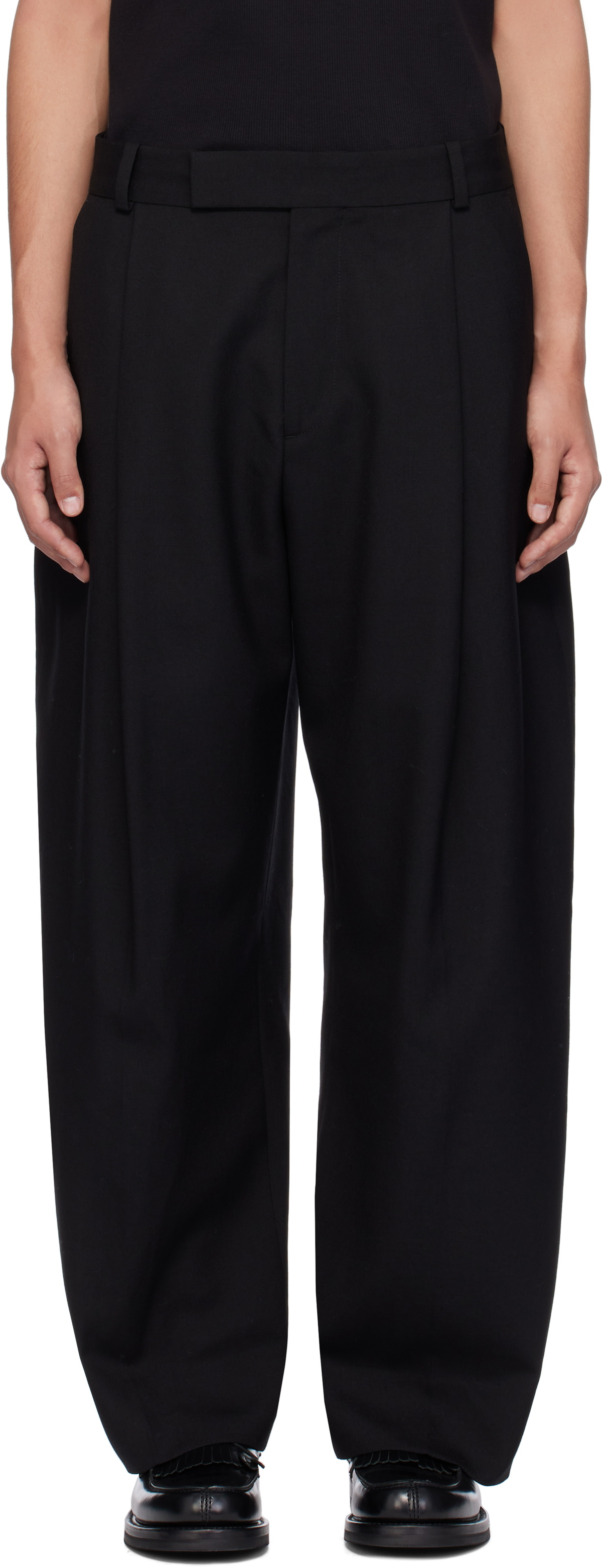 Studio Nicholson Black Pull Wool Trousers Studio Nicholson