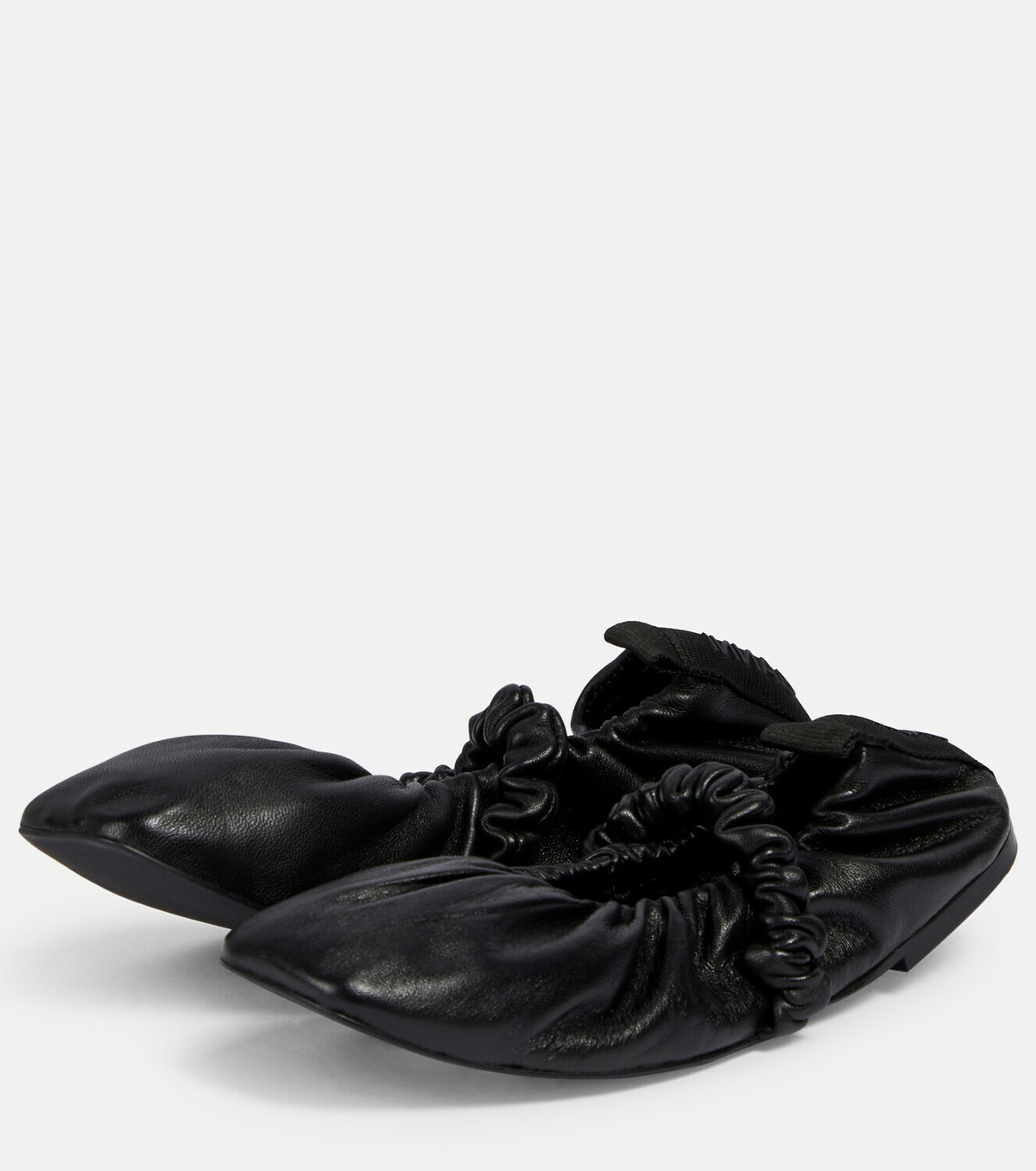 Ganni - Scrunchie leather ballet flats GANNI