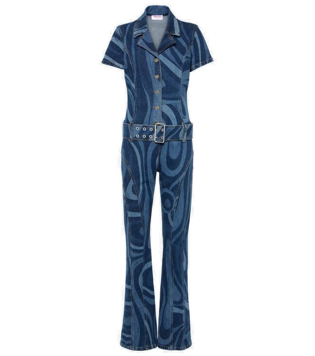 Pucci Marmo-printed denim jumpsuit Emilio Pucci