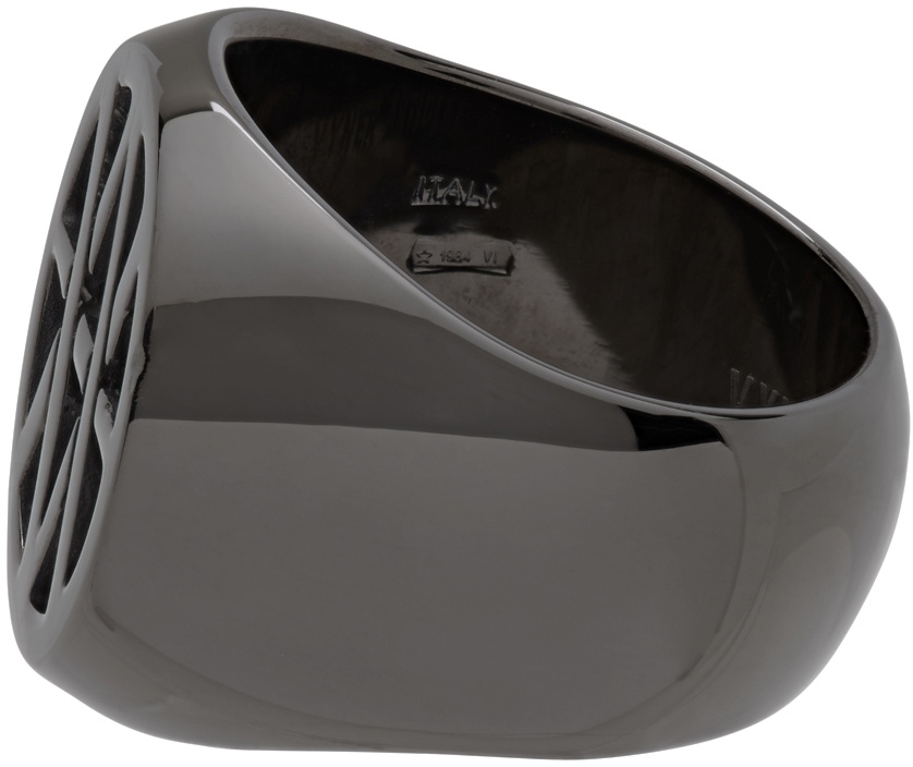 Vyner Articles Gunmetal Logo Signet Ring Vyner Articles