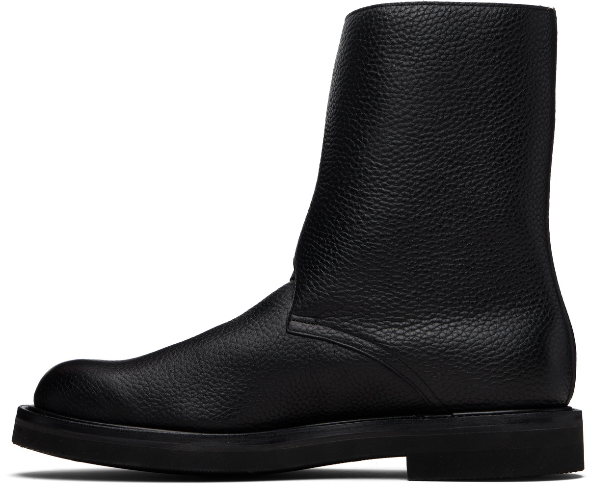 AURALEE Black Leather Work Boots Auralee