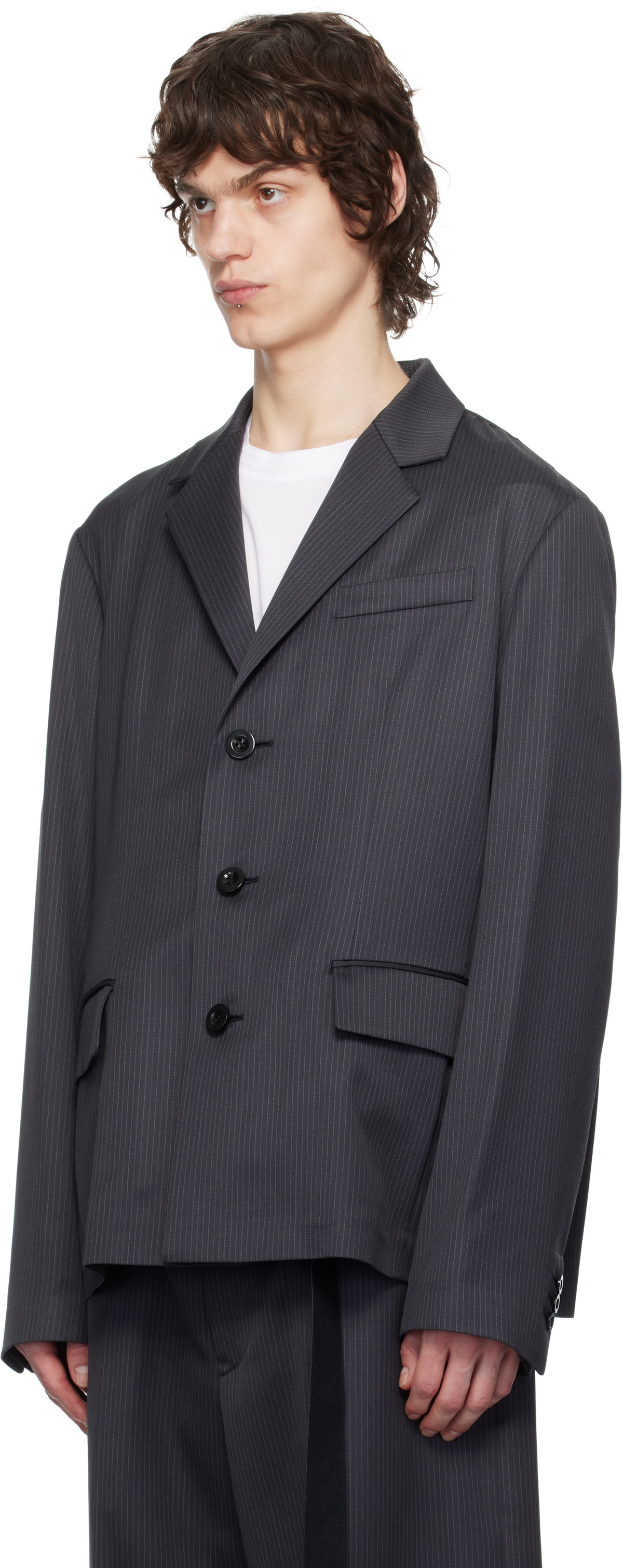 sacai Gray Doeskin Blazer Sacai