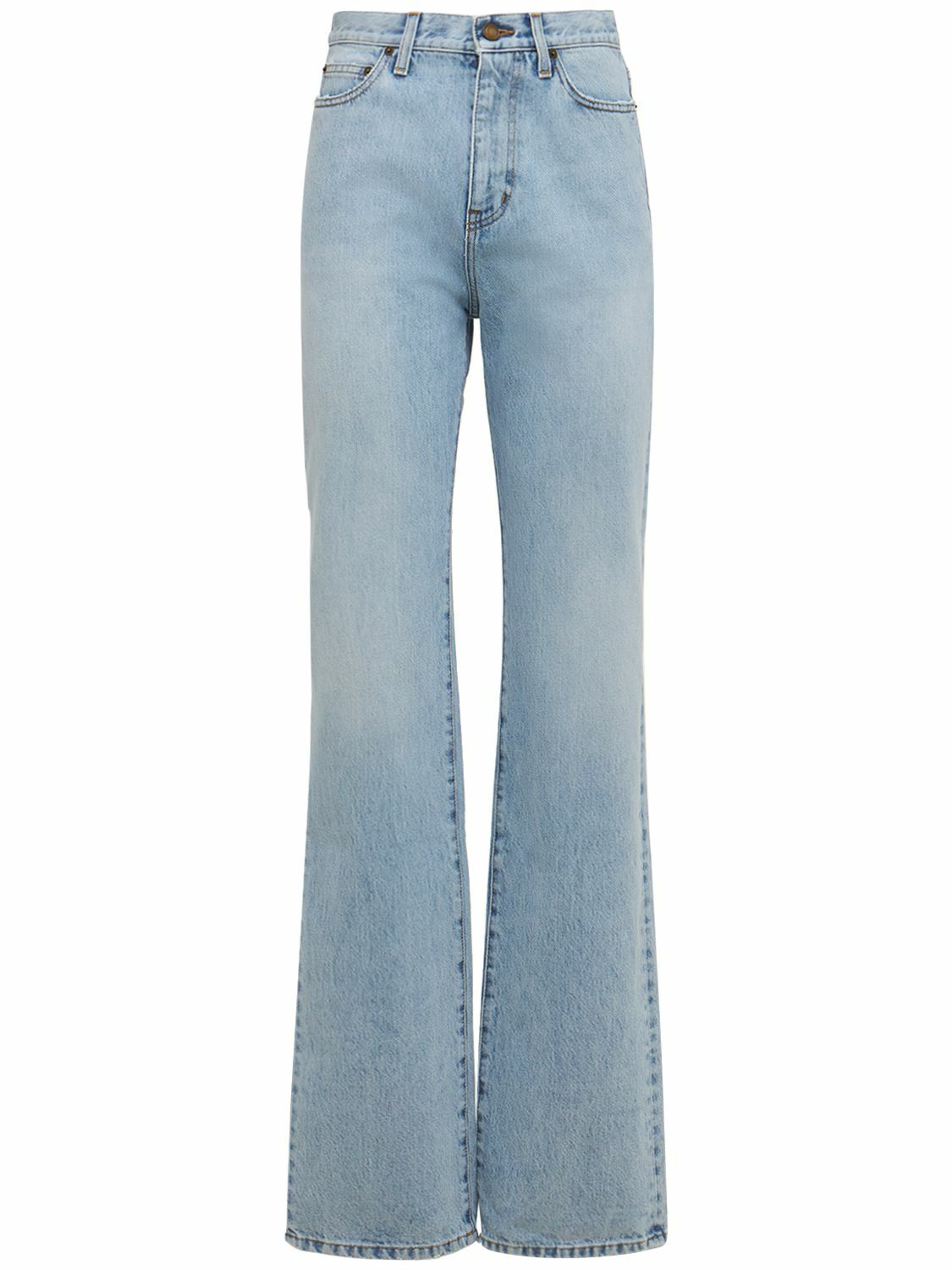 SAINT LAURENT - Janice Straight Cotton Denim Jeans Saint Laurent