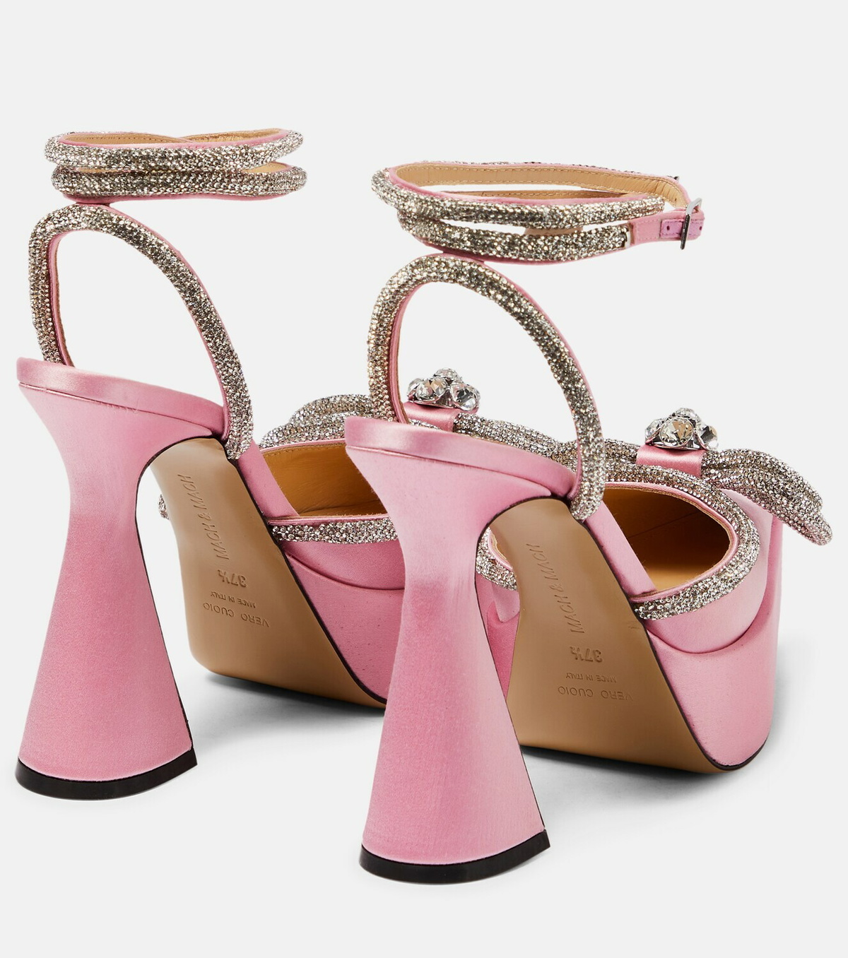 Mach & Mach - Double Bow embellished satin platform pumps MACH & MACH