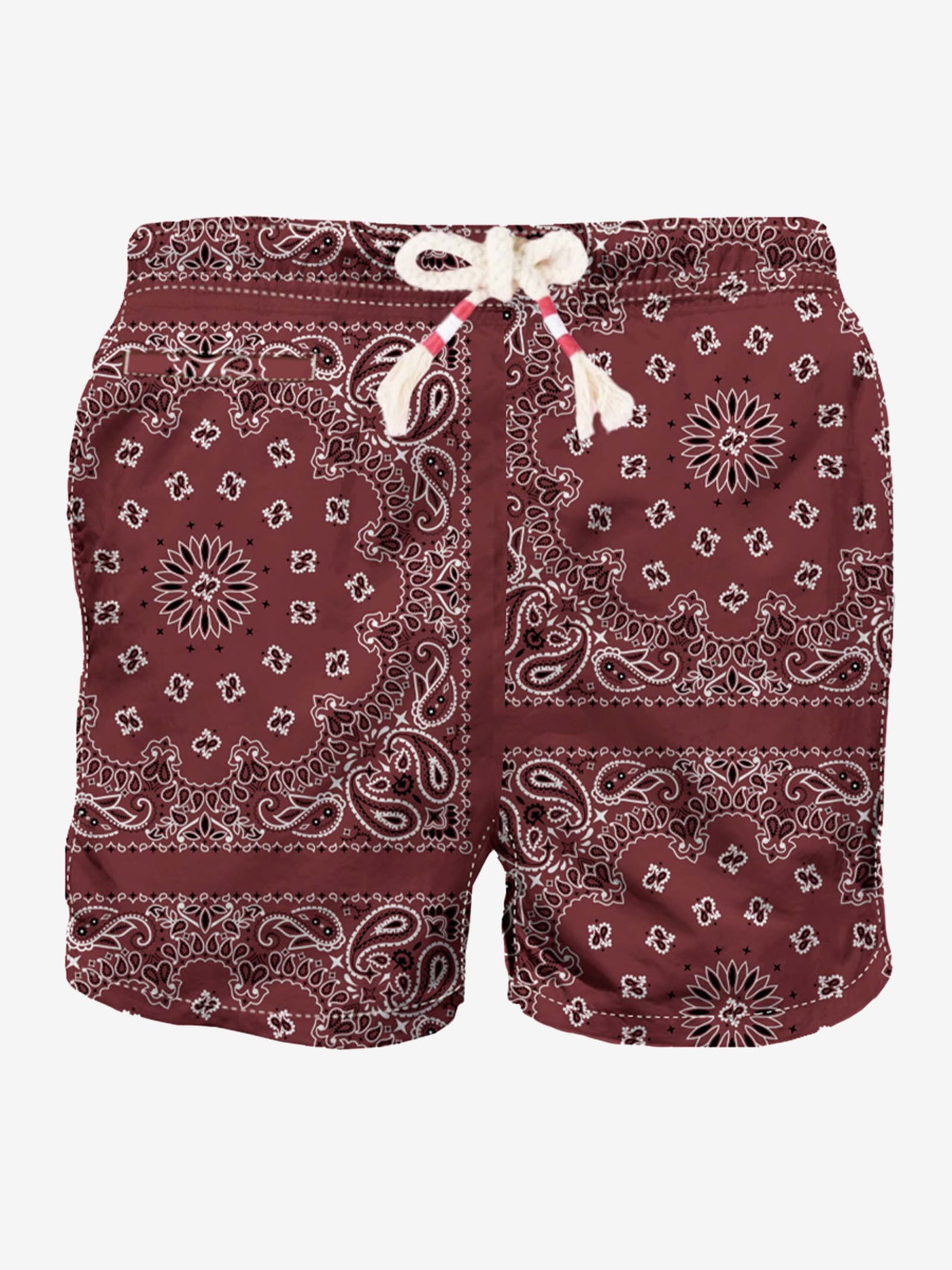 MC2 Saint Barth Man Swim Shorts With Burgundy Bandanna Print MC2 Saint ...