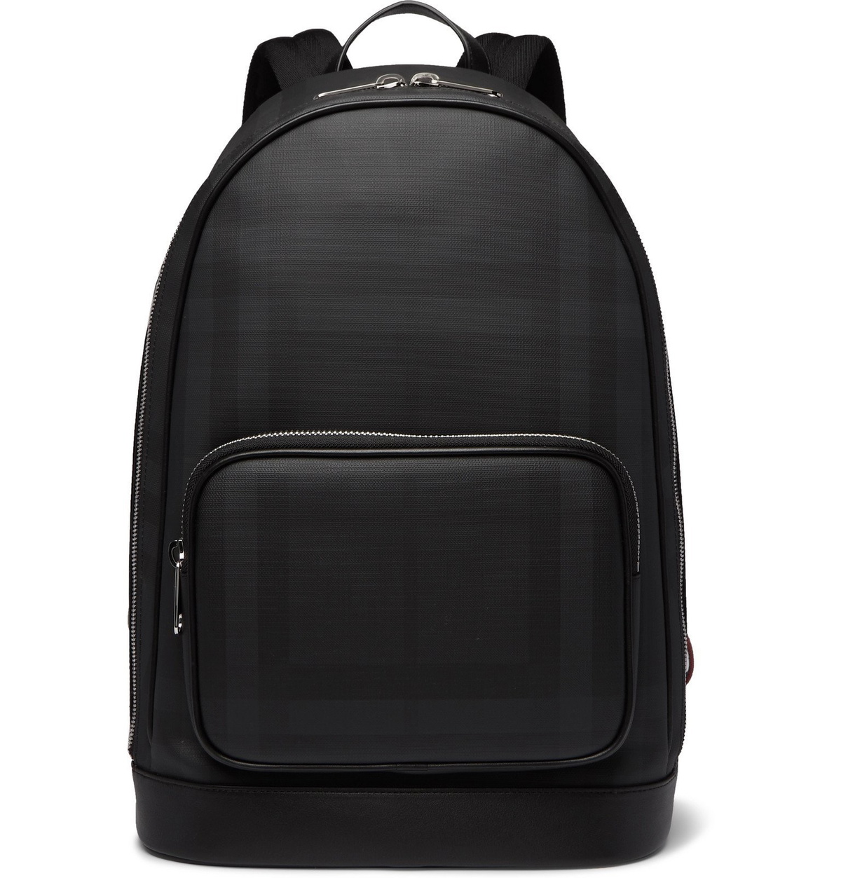 Burberry - Leather-Trimmed Checked Coated-Canvas Backpack - Gray Burberry