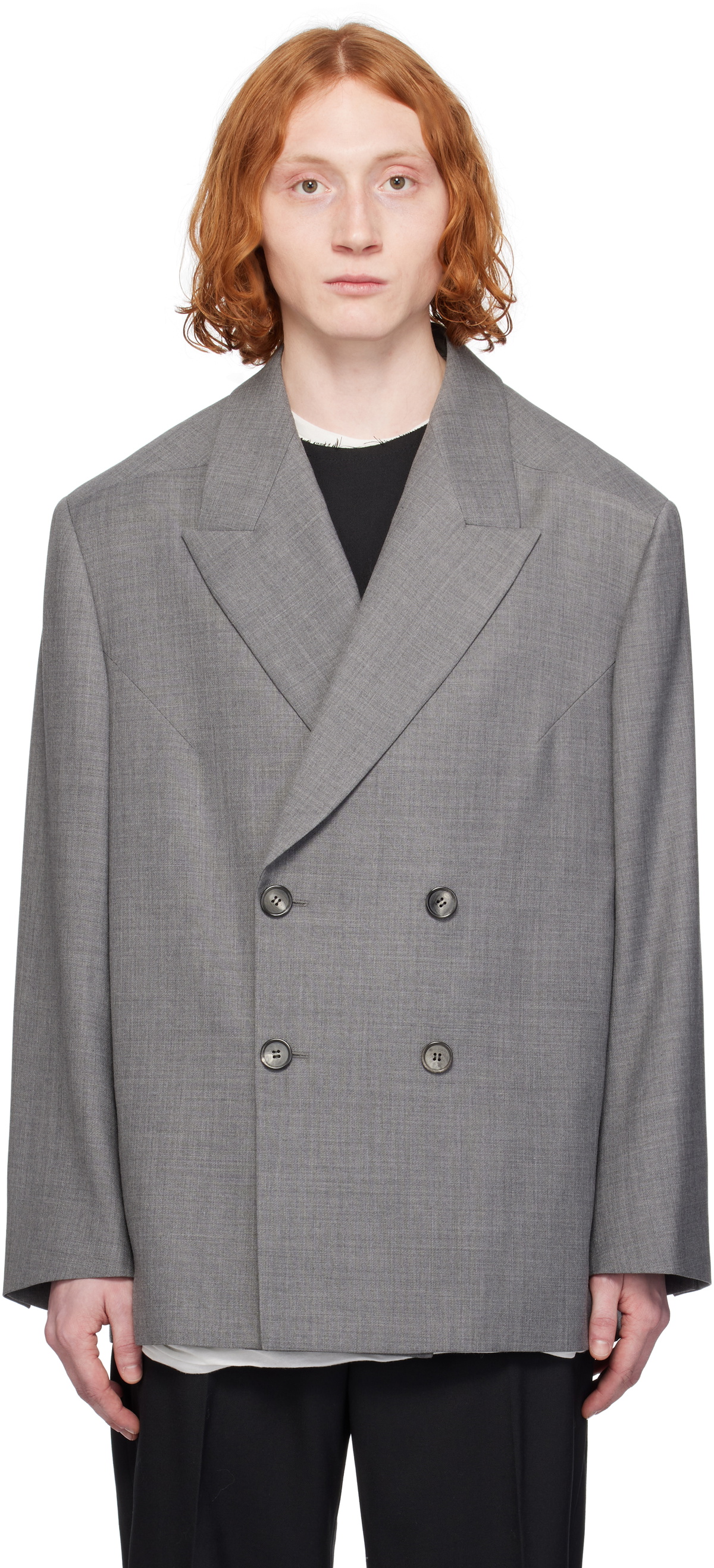Entire Studios Gray Double Breasted Blazer Entire Studios