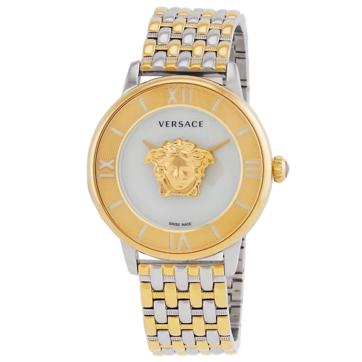 Versace La Medusa Quartz Silver Dial Two-Tone Ladies Watch VE2R00222 ...