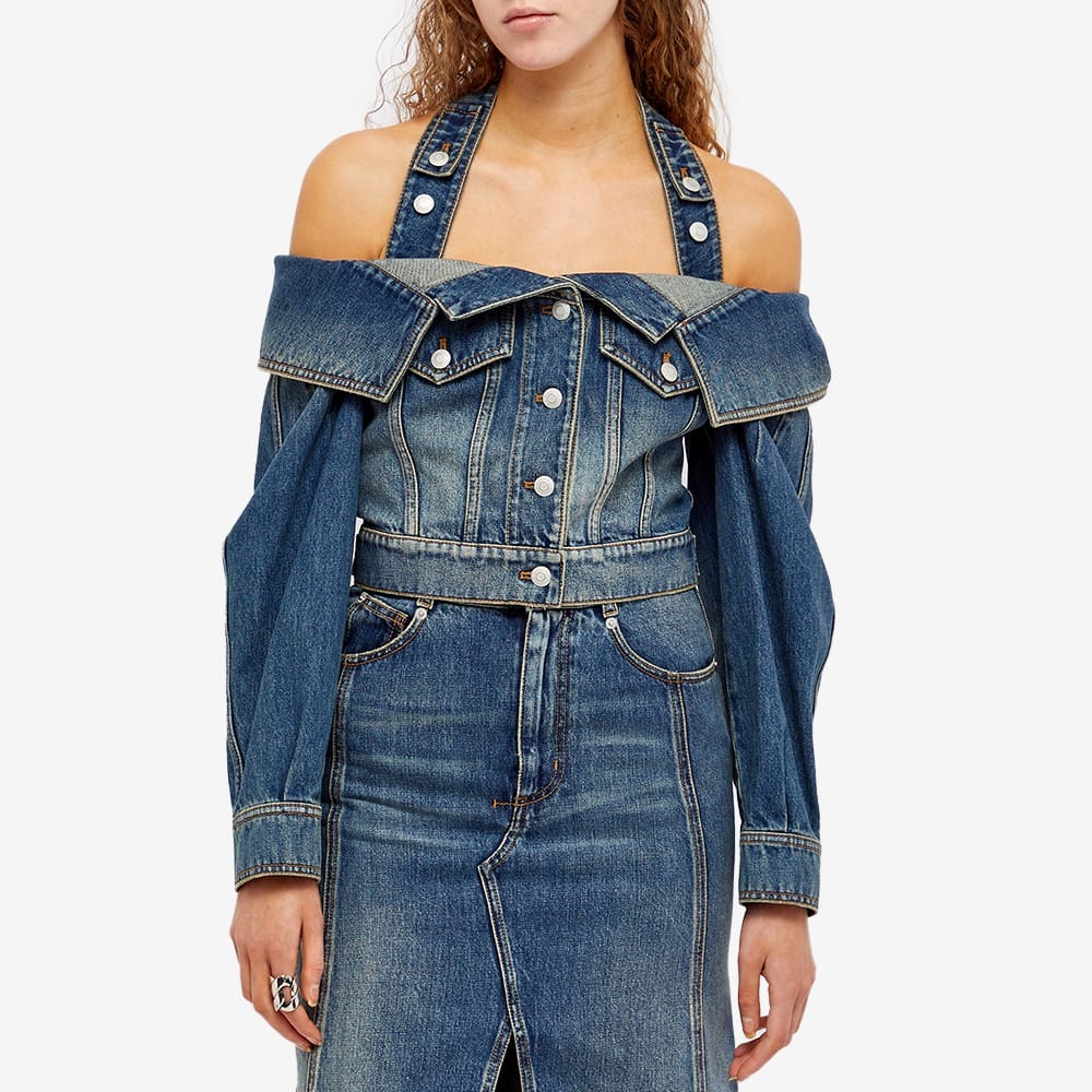 Alexander McQueen Women's Off The Shoulder Denim Jacket in Distressed ...