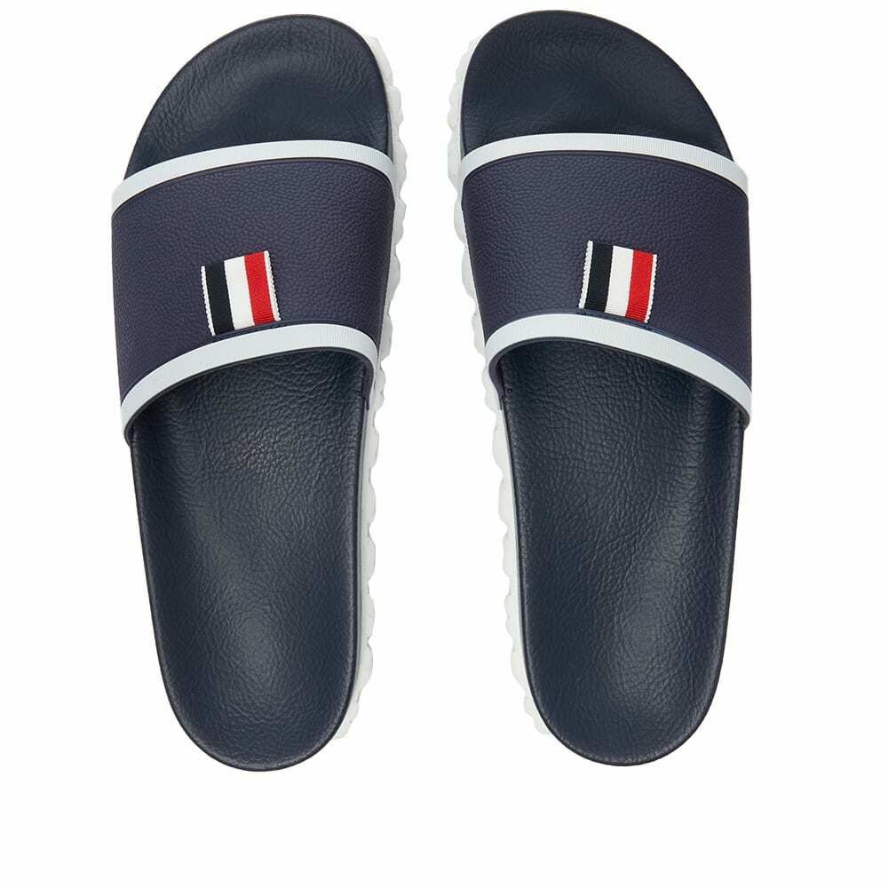 Thom Browne Men's Grosgrain Pool Slide in Navy Thom Browne